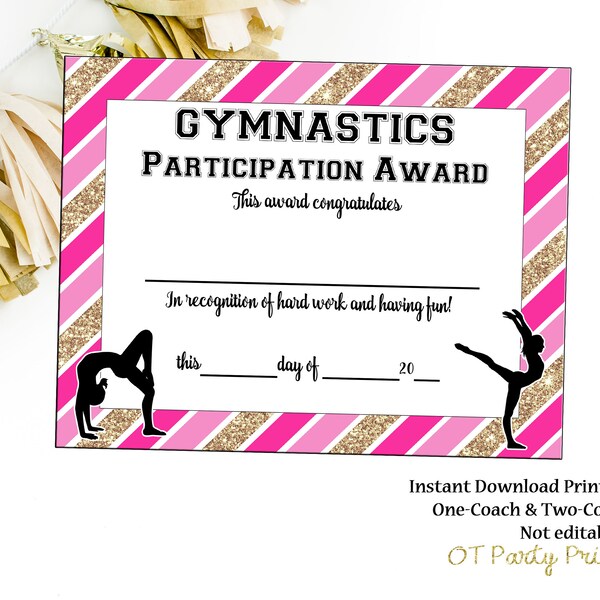 Gymnastics Certificate - Etsy