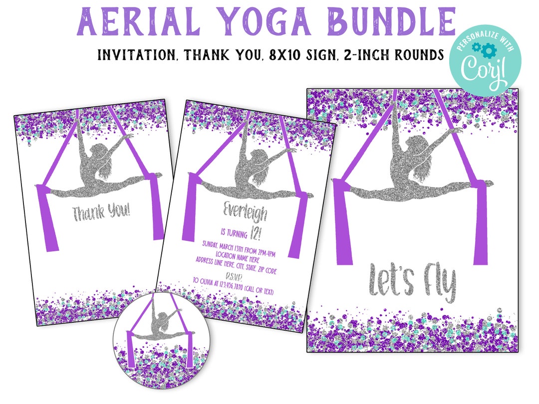 EDITABLE Aerial Silks Birthday Party Digital Invitation Trapeze Digital ...