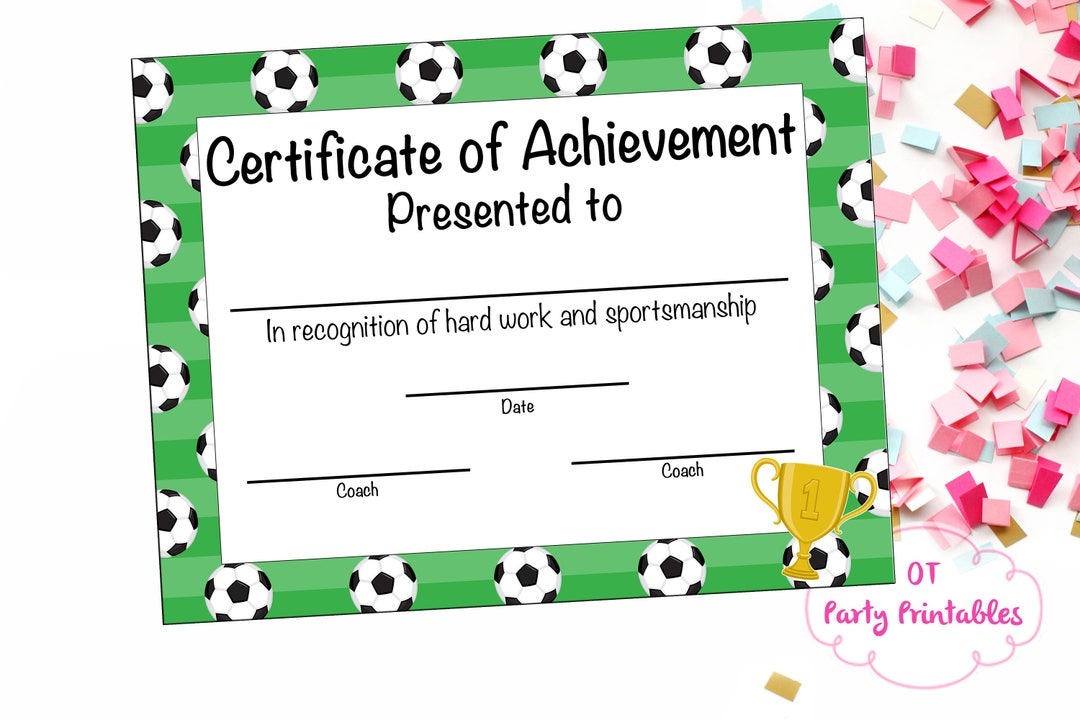 INSTANT DOWNLOAD Soccer Certificate of Participation Soccer Award Print ...