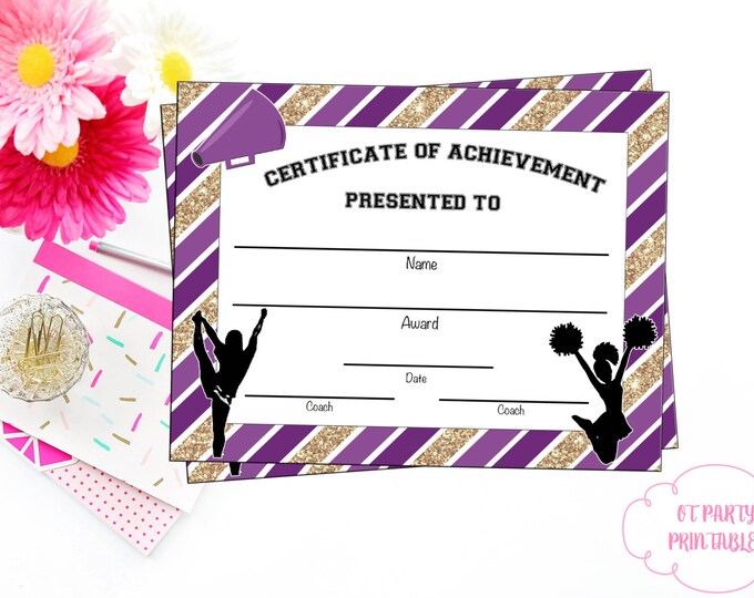 INSTANT DOWNLOAD Cheerleading Certificate Cheerleading Award ...