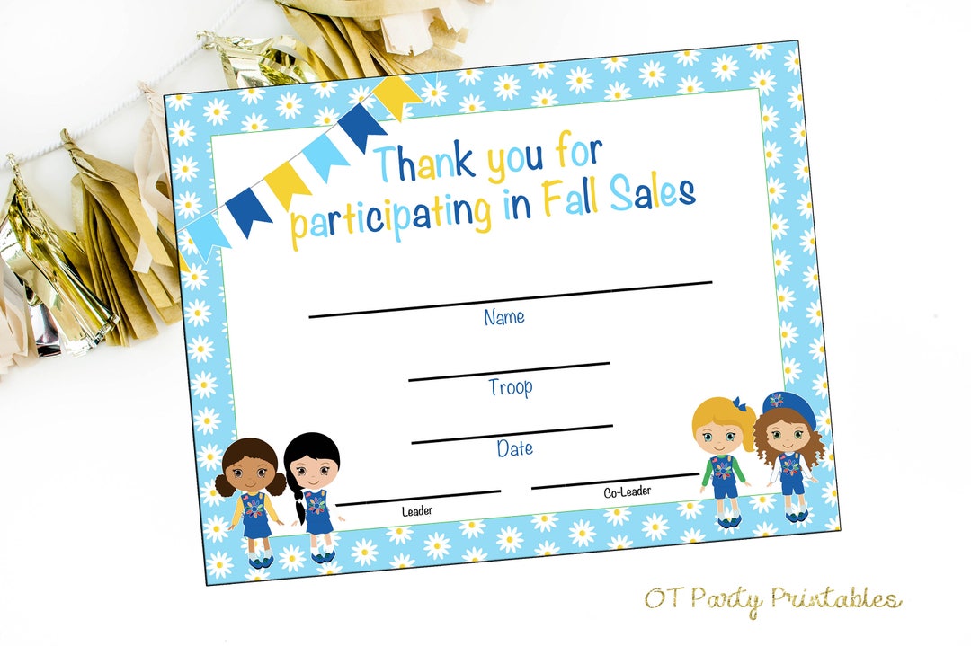 INSTANT DOWNLOAD Scout Certificate Fall Sales Troop - Etsy