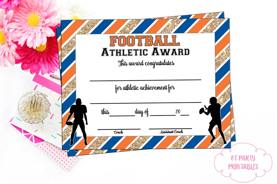INSTANT DOWNLOAD Football Certificate Football Award Football Printable ...