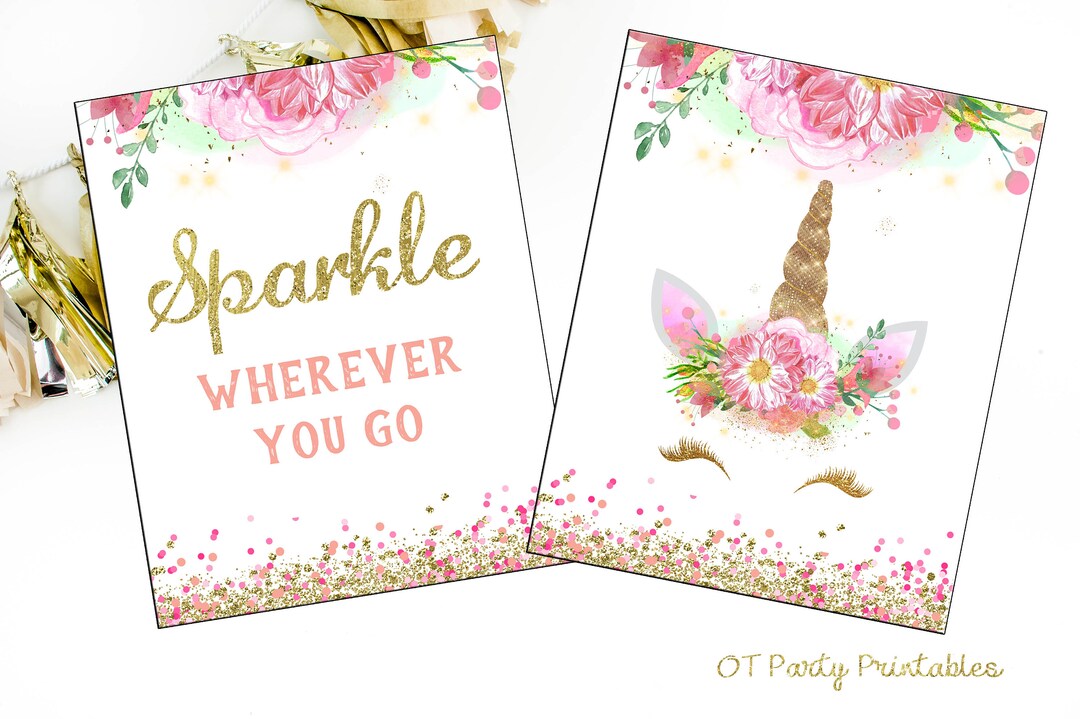 INSTANT DOWNLOAD Sparkle Wherever You Go Unicorn Party Unicorn Birthday ...