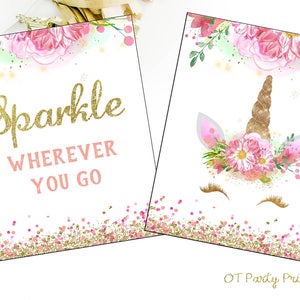 INSTANT DOWNLOAD Sparkle Wherever You Go Unicorn Party Unicorn Birthday ...