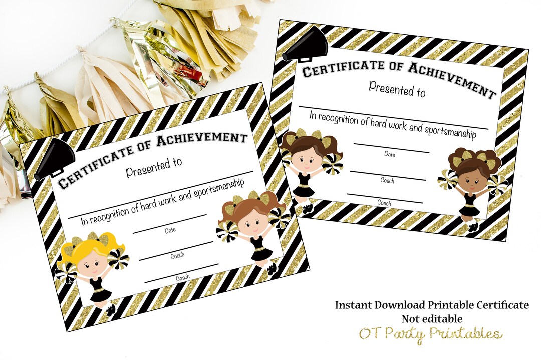 INSTANT DOWNLOAD Cheerleading Certificate Cheerleading Award ...