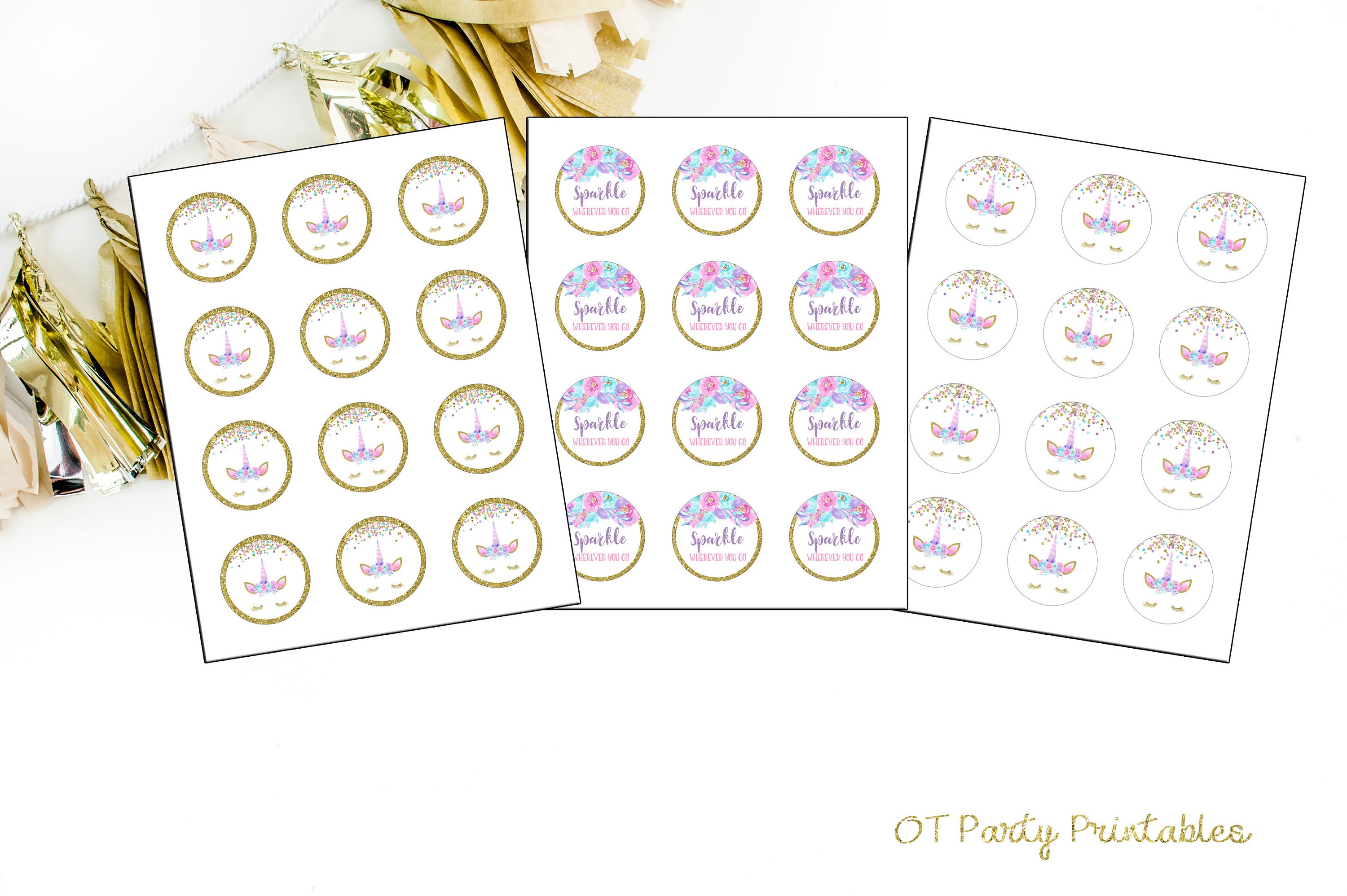INSTANT DOWNLOAD Unicorn Birthday Printable Unicorn Labels | Etsy