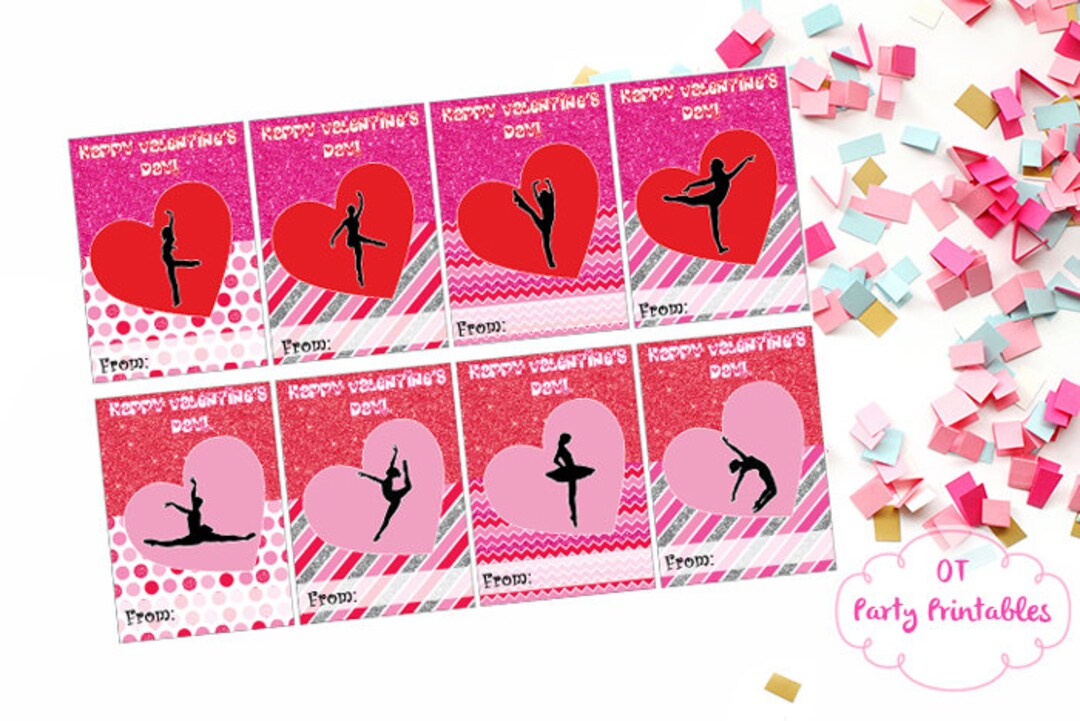 Dance Valentine's Day Cards Printable Valentine's Day Dance Theme Cards ...