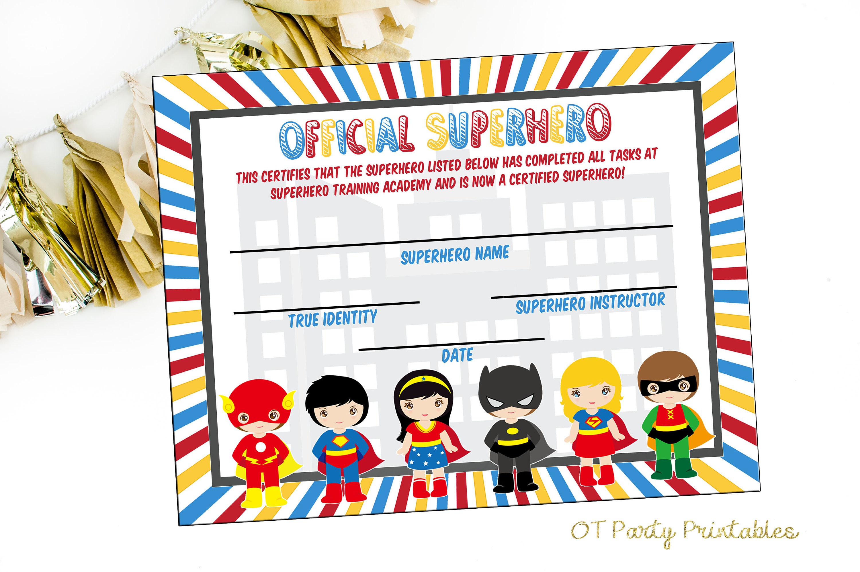 Superhero Training Certificate Template