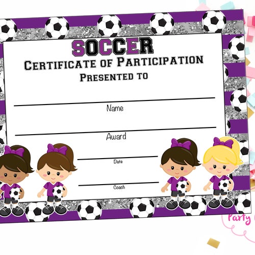 Soccer Award Certificate Print at Home Printable Write in - Etsy