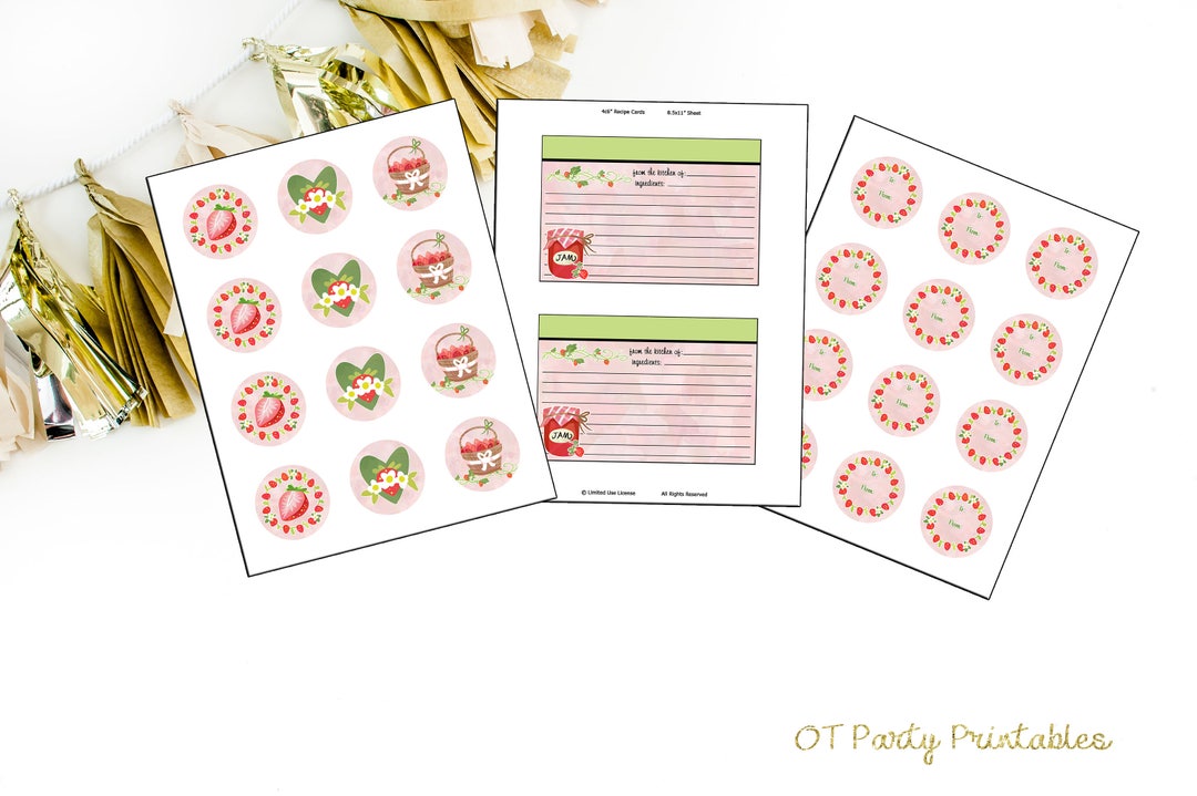 INSTANT DOWNLOAD Strawberry Jam Theme Printables Jam Labels Strawberry ...