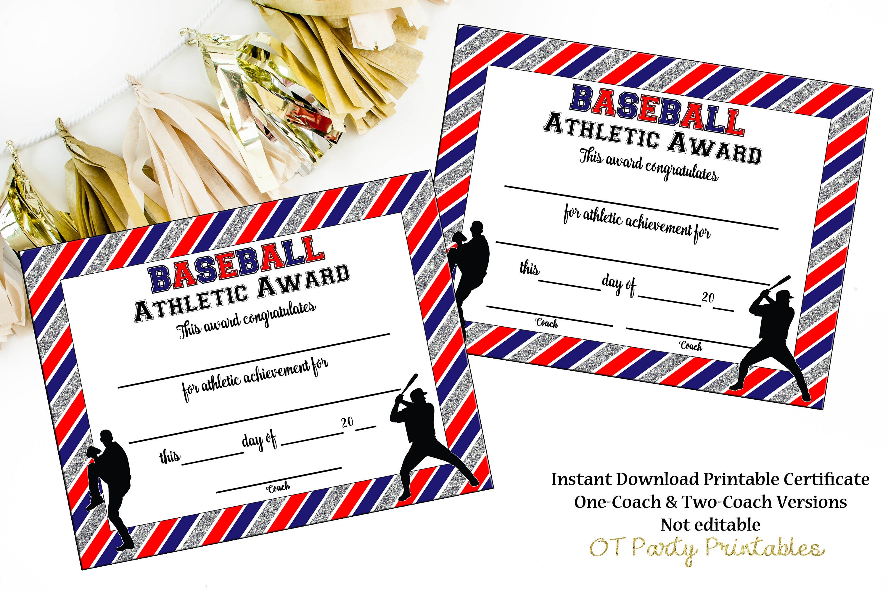 INSTANT DOWNLOAD Baseball Certificate of Achievement baseball Award ...