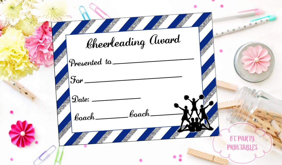 INSTANT DOWNLOAD Cheerleading Certificate Cheerleading Award ...