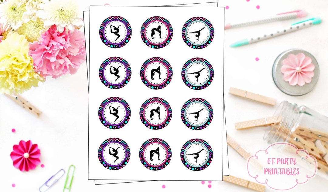 INSTANT DOWNLOAD Gymnastics 2 Inch Round Labels Cool Theme DIY ...