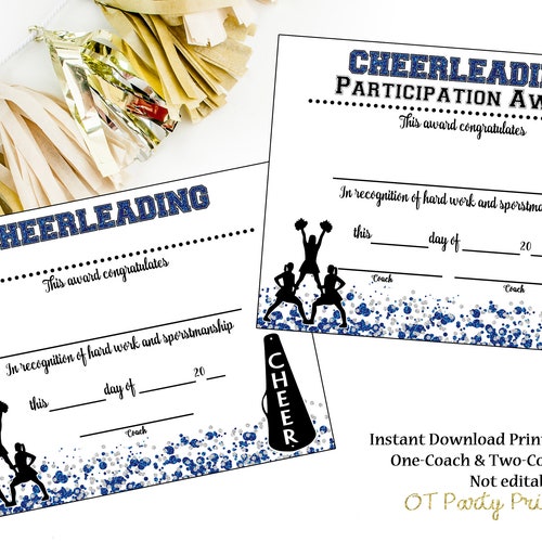 INSTANT DOWNLOAD Cheerleading Certificate Cheerleading - Etsy
