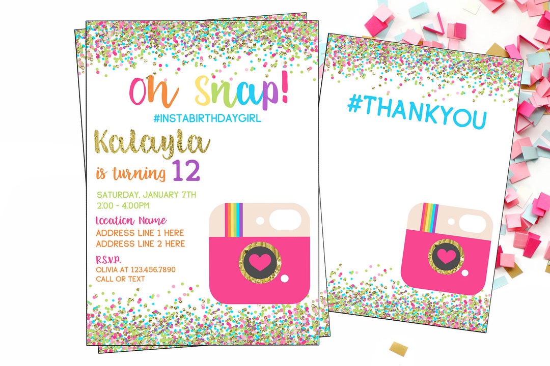 Printable Tween Digital Invitation Social Media Invite Custom Selfie ...