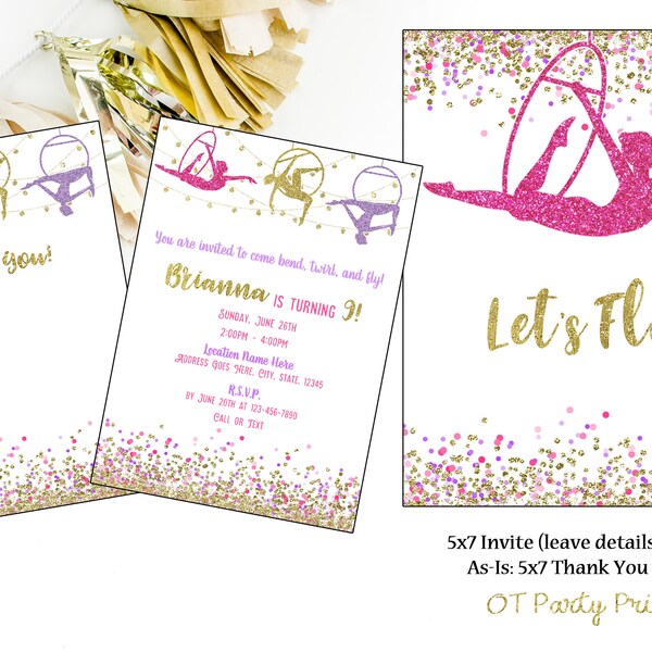 Aerial Yoga Birthday Party Invitations - Etsy