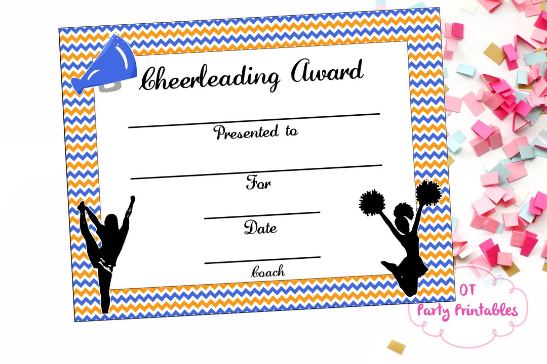 INSTANT DOWNLOAD Cheerleading Certificate Cheerleading Award ...