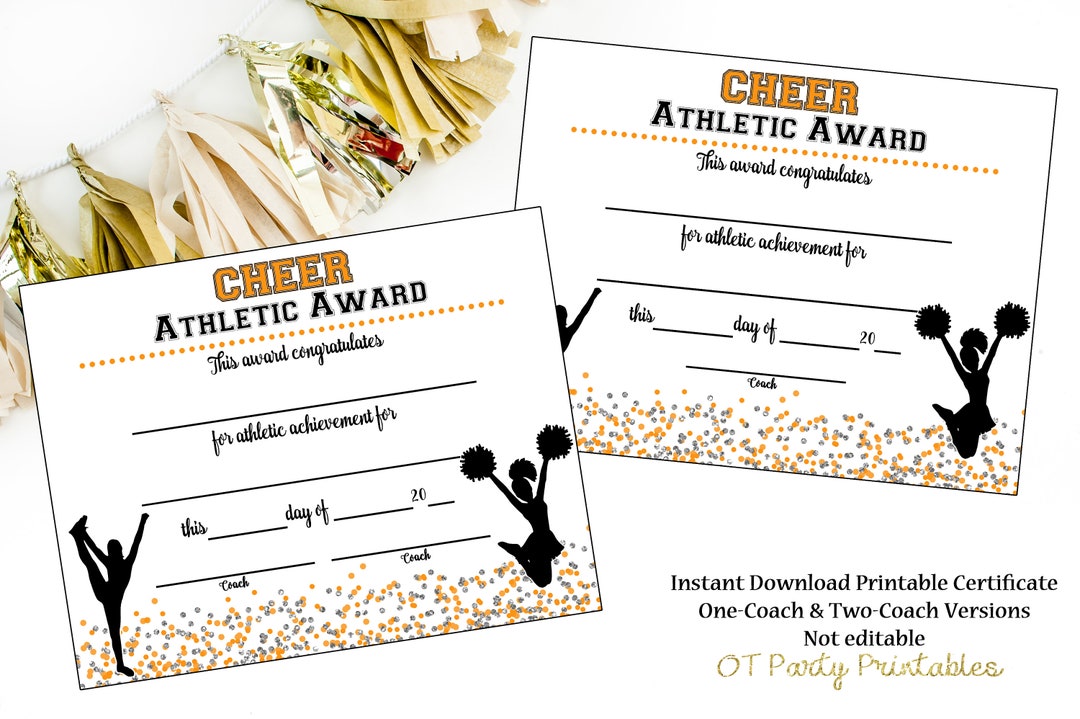 INSTANT DOWNLOAD Cheerleading Certificate Cheerleading Award ...