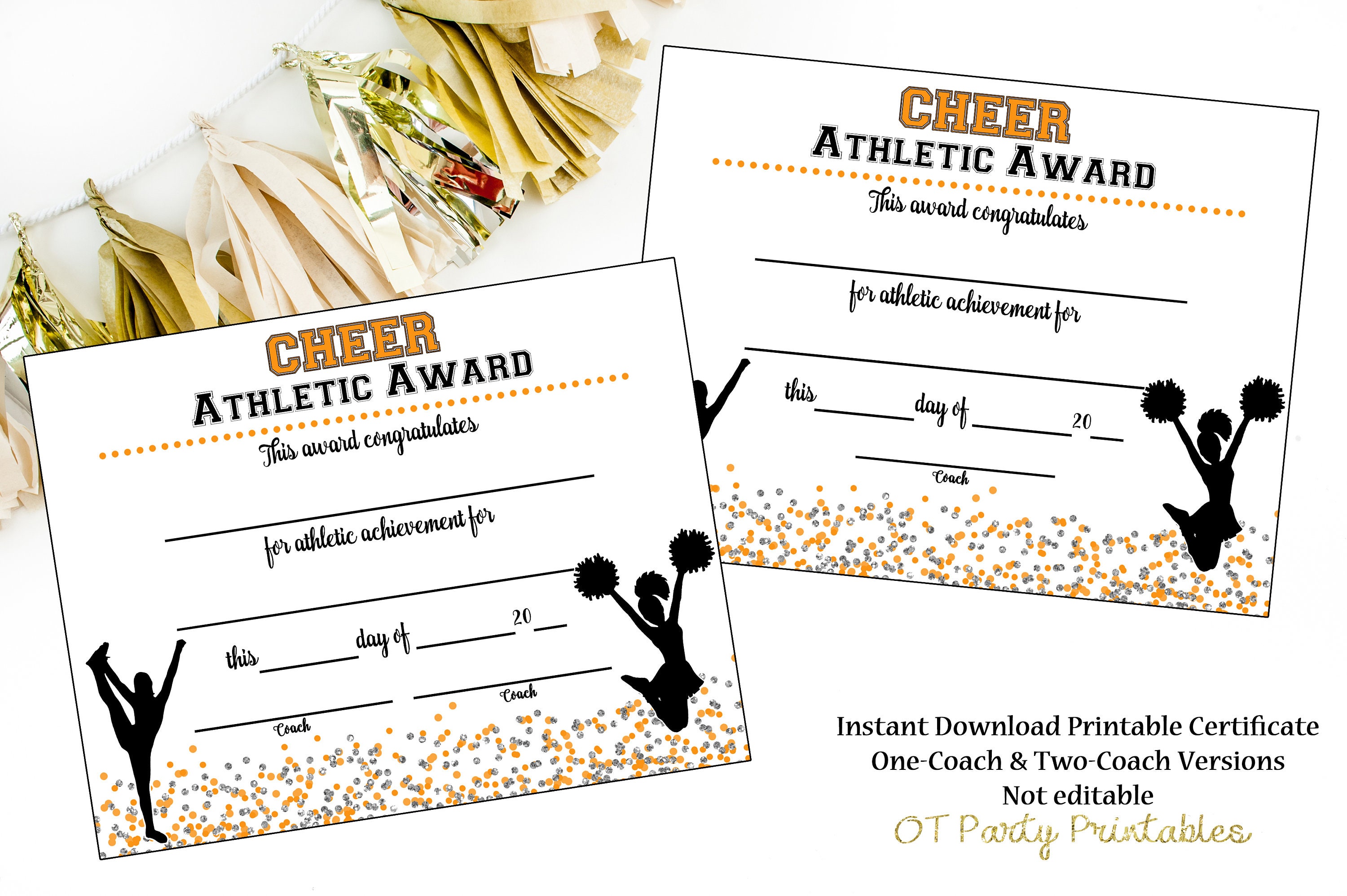 INSTANT DOWNLOAD Cheerleading Certificate Cheerleading Award ...