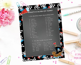 What is Your Pirate Name INSTANT DOWNLOAD Pirate Printable Pirate Name ...