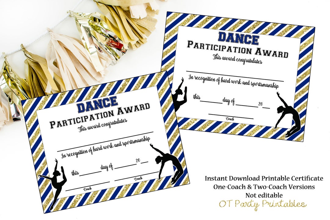 INSTANT DOWNLOAD Dance Certificate Dance Award Dance Printable Dance ...