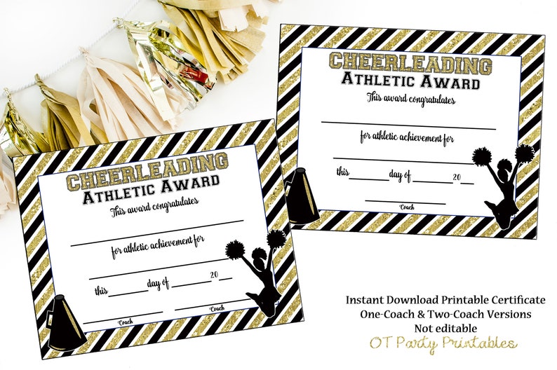 INSTANT DOWNLOAD Cheerleading Certificate Cheerleading Award ...