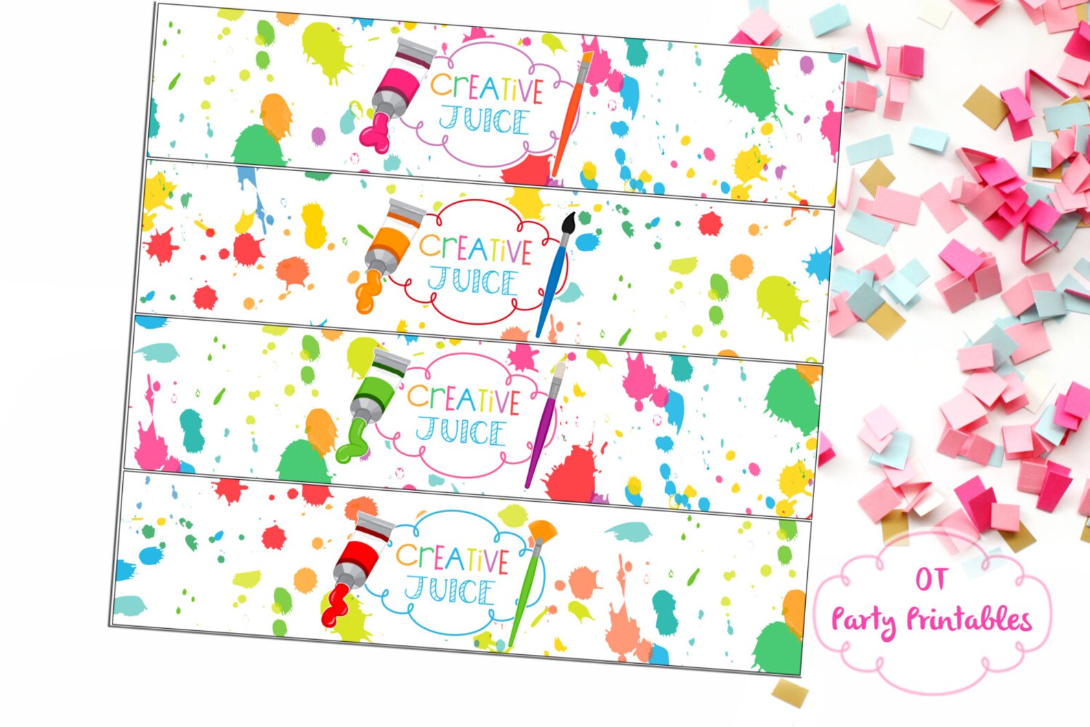 Art Party Water Bottle Wrapper Paint Party Water Wrapper - Etsy