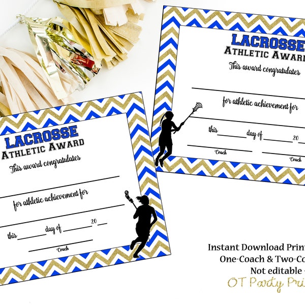 Lacrosse Certificate Template - Etsy