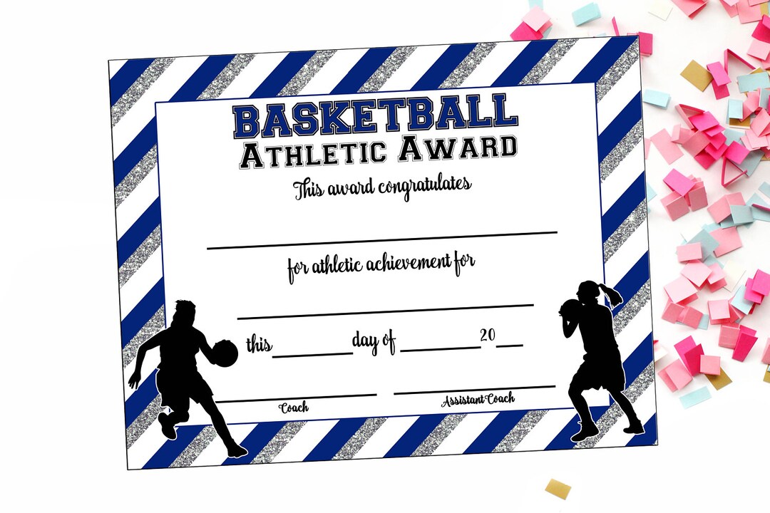 Basketball Certificate of Achievement Basketball Award - Etsy