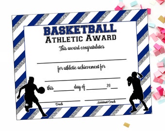 Editable Basketball Award Certificates INSTANT DOWNLOAD - Etsy