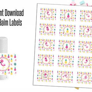 INSTANT DOWNLOAD Flamingo and Pineapple Lip Balm Digital Labels You ...