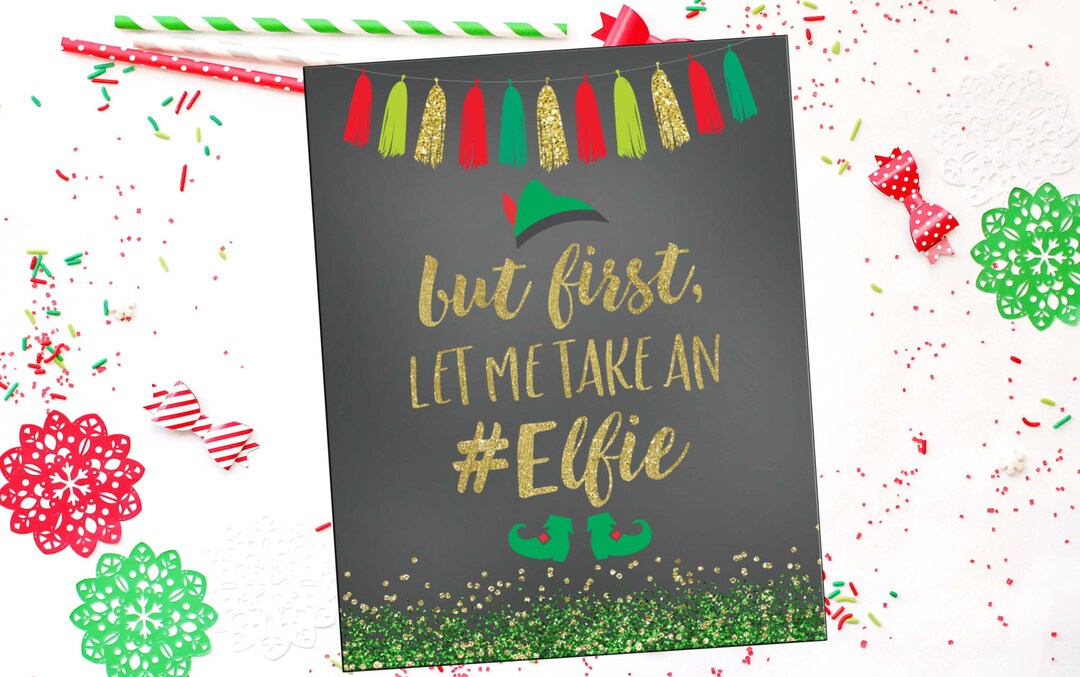 Selfie Digital Print You Print Elfie Let's Take a Selfie Christmas ...
