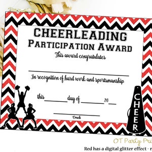 INSTANT DOWNLOAD Cheerleading Certificate Cheerleading Award ...