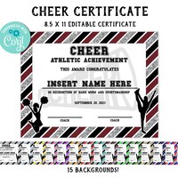 INSTANT DOWNLOAD Cheerleading Certificate Cheerleading Award ...