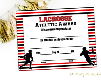 Girls Lacrosse Certificate - Etsy