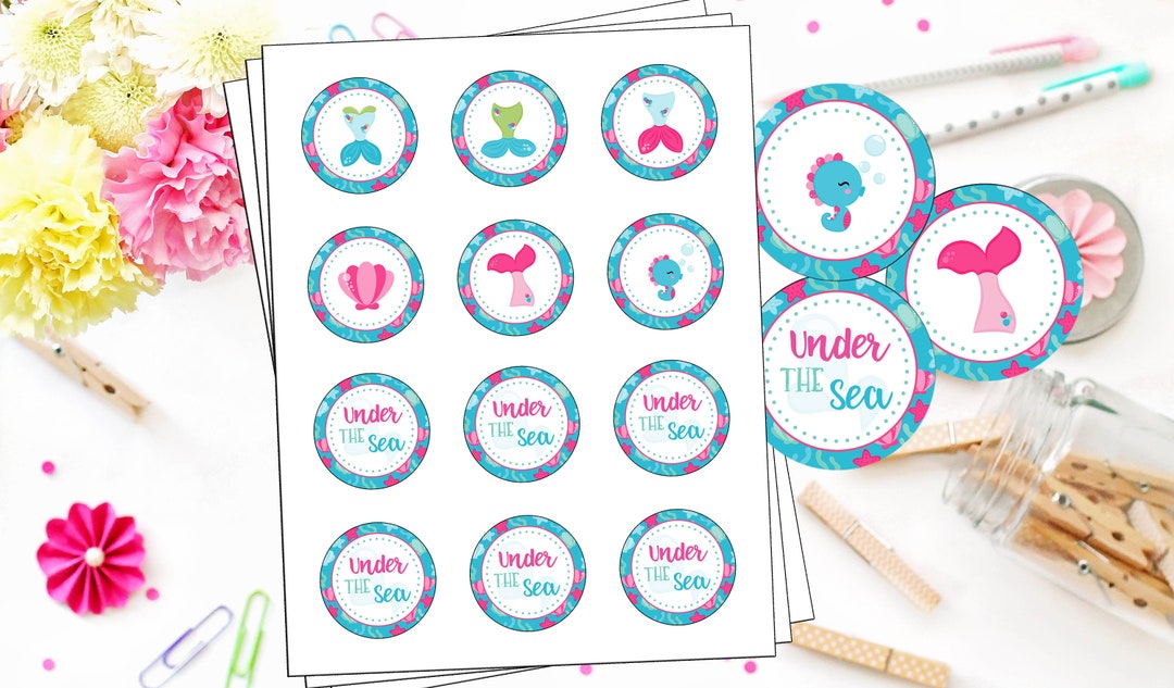 INSTANT DOWNLOAD Mermaid Labels You Print Mermaid 2 Inch Round Labels ...