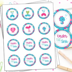 INSTANT DOWNLOAD Mermaid Labels You Print Mermaid 2 Inch Round Labels ...
