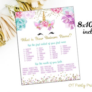 INSTANT DOWNLOAD Unicorn Name Generator Unicorn Party Pastel Unicorn ...