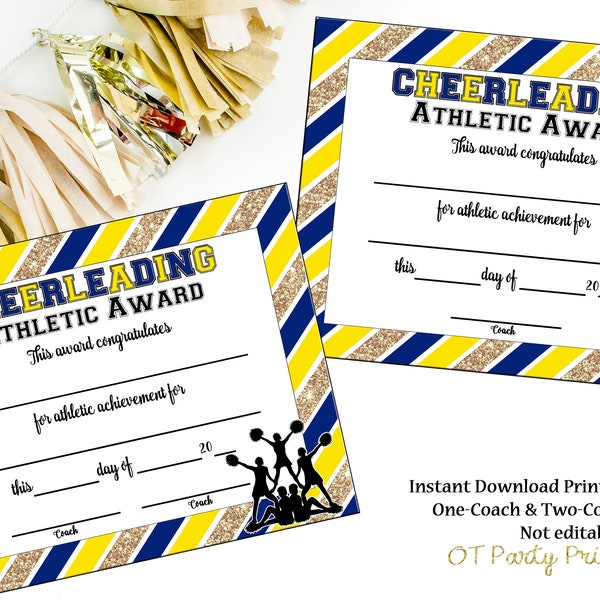 Printable Cheerleading Award Banquet Certificate - Etsy
