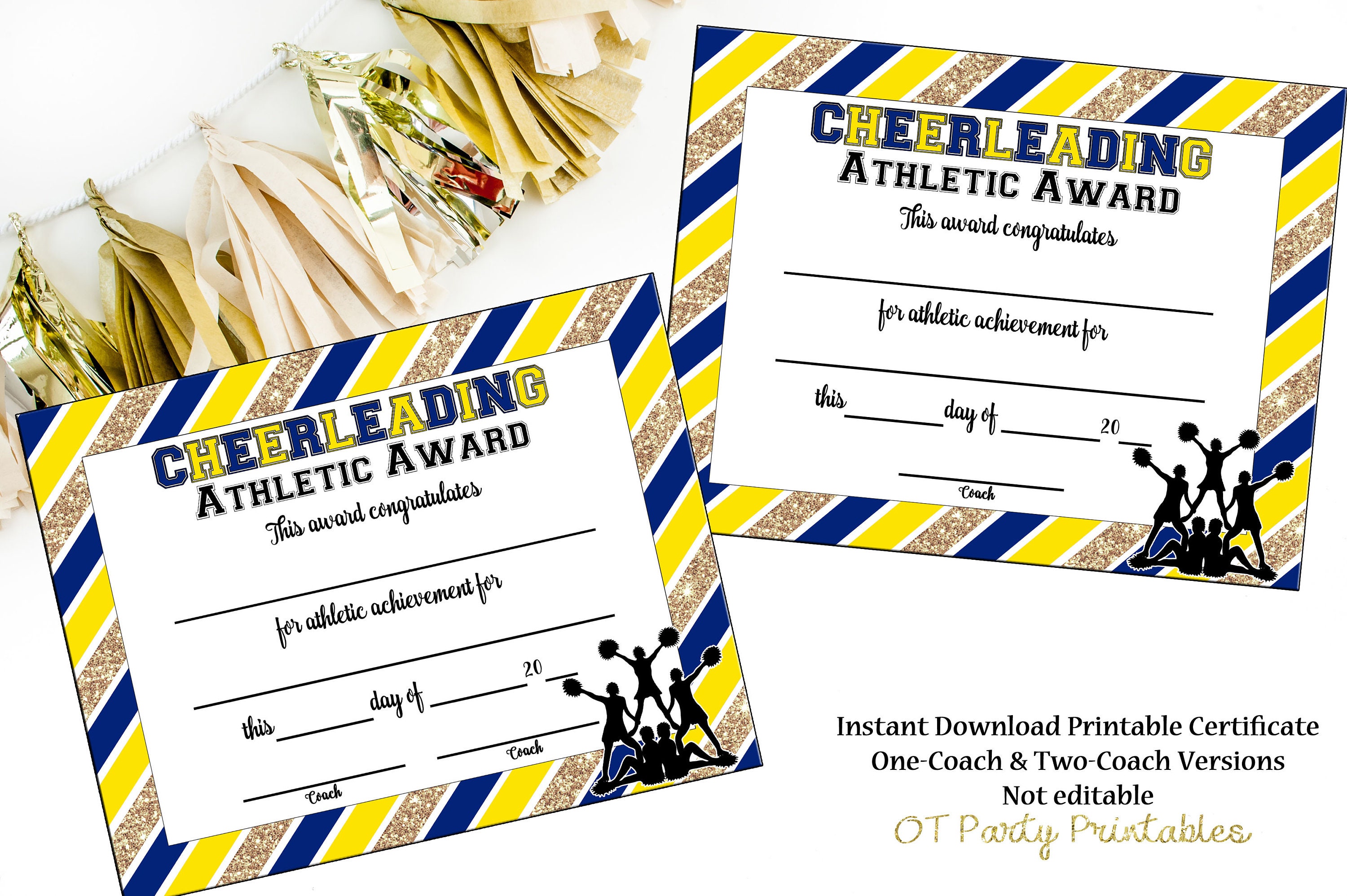 INSTANT DOWNLOAD Cheerleading Certificate Cheerleading Award ...