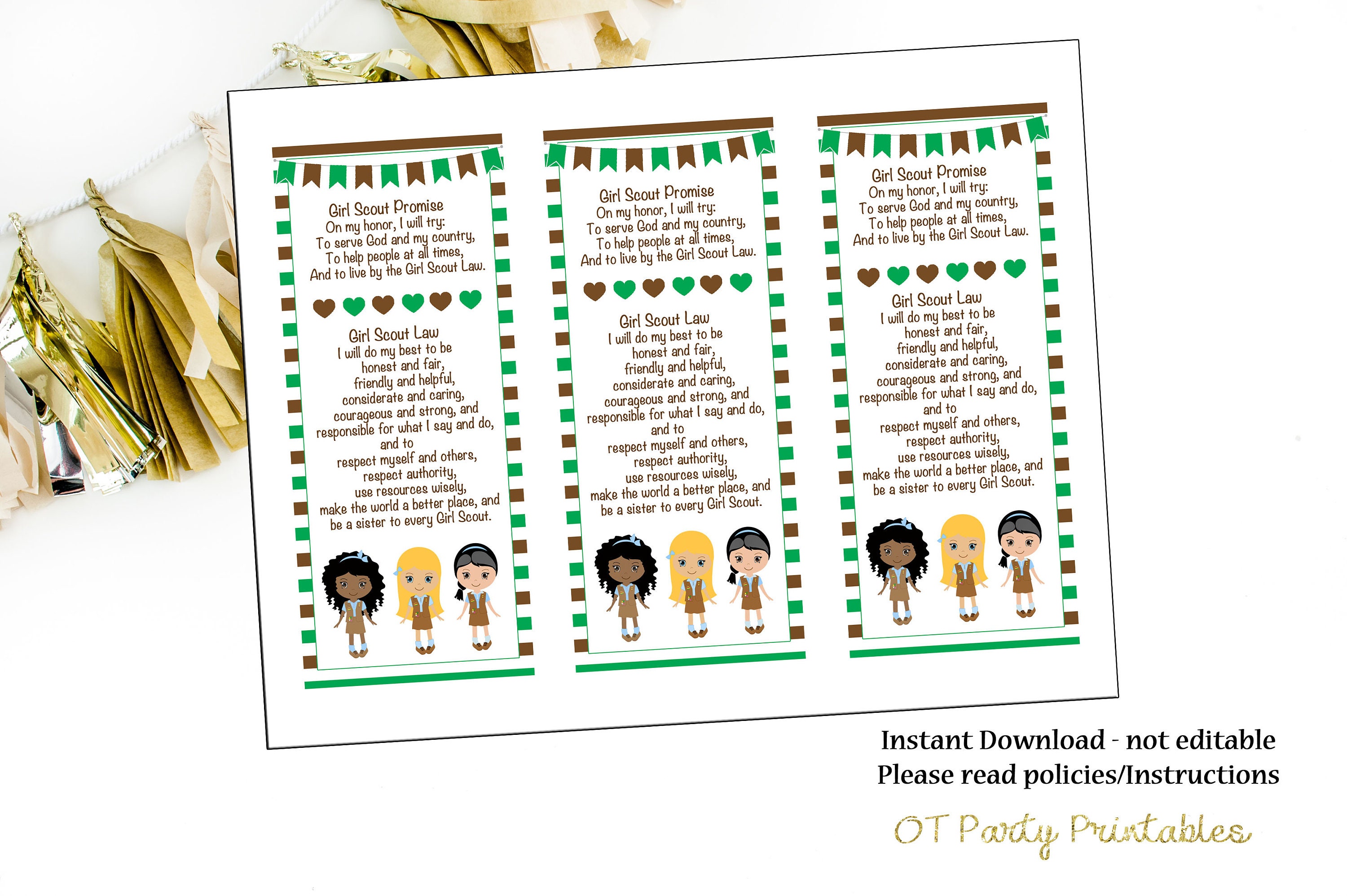 Scout Promise Scout Bookmark Printable Print at Home Instant Download ...