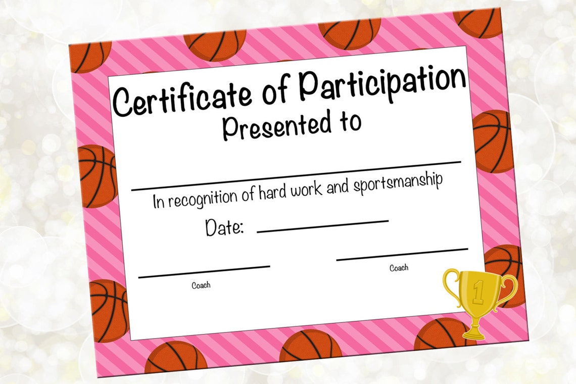 Basketball Certificate of Achievement Basketball Award - Etsy