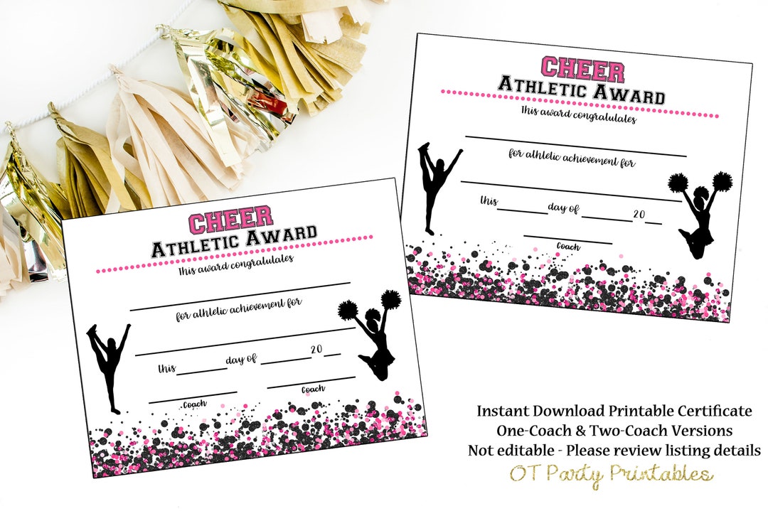 INSTANT DOWNLOAD Cheerleading Certificate Cheerleading Award ...