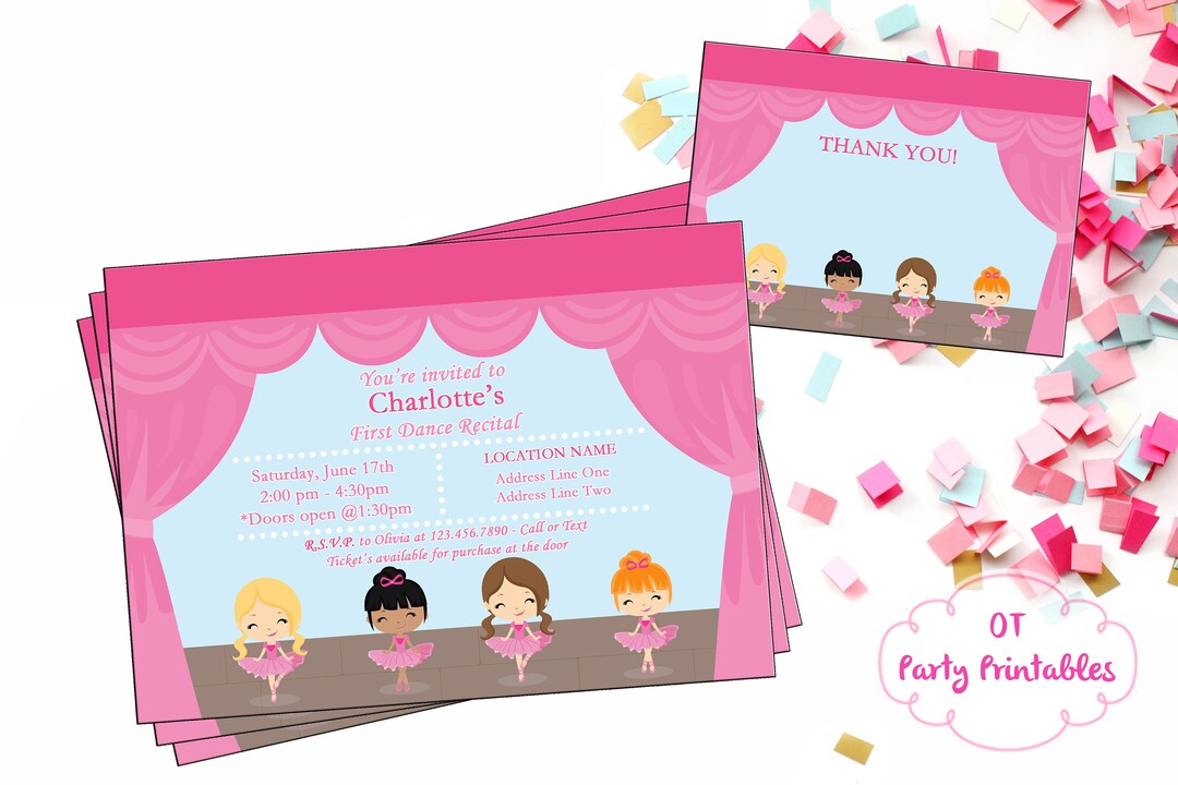 Ballet Recital Invitation Dance Digital Invite Ballerina - Etsy