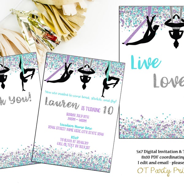 Aerial Silk Party Invite - Etsy