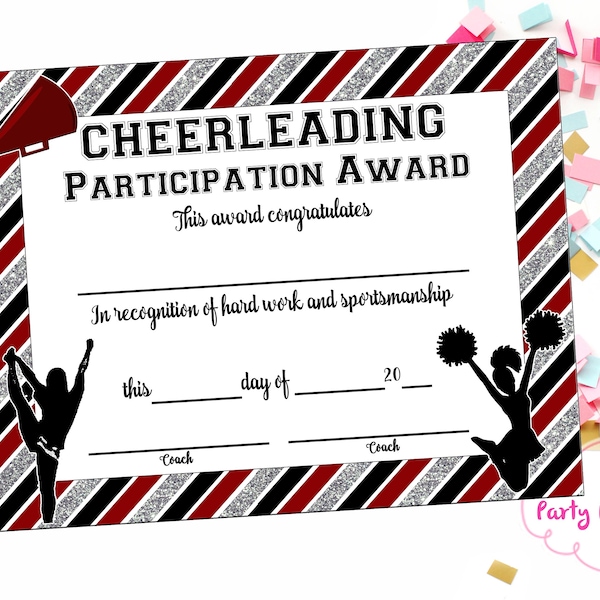 Cheerleading Participation Certificates - Etsy