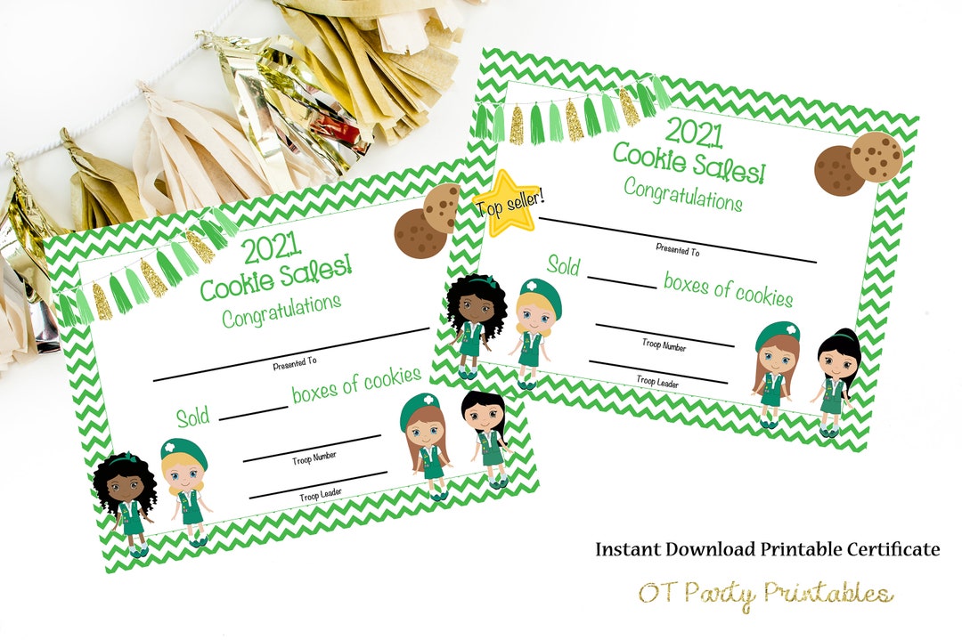 Cookie Sales Certificate Cookie Sales Award Scout Cookie Sales Scout ...