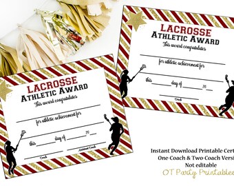 Lacrosse Award Certificate - Etsy