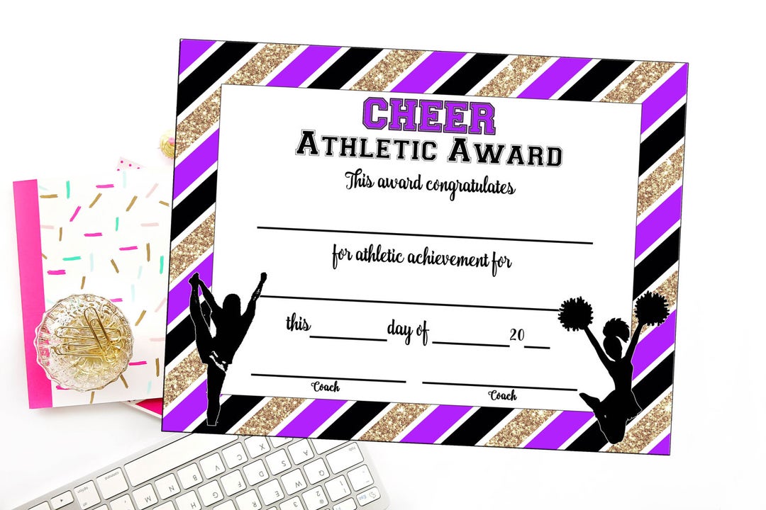 INSTANT DOWNLOAD Cheerleading Certificate Cheerleading Award ...