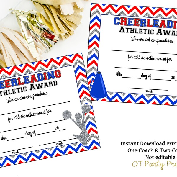 Printable Cheerleading Award Banquet Certificate - Etsy